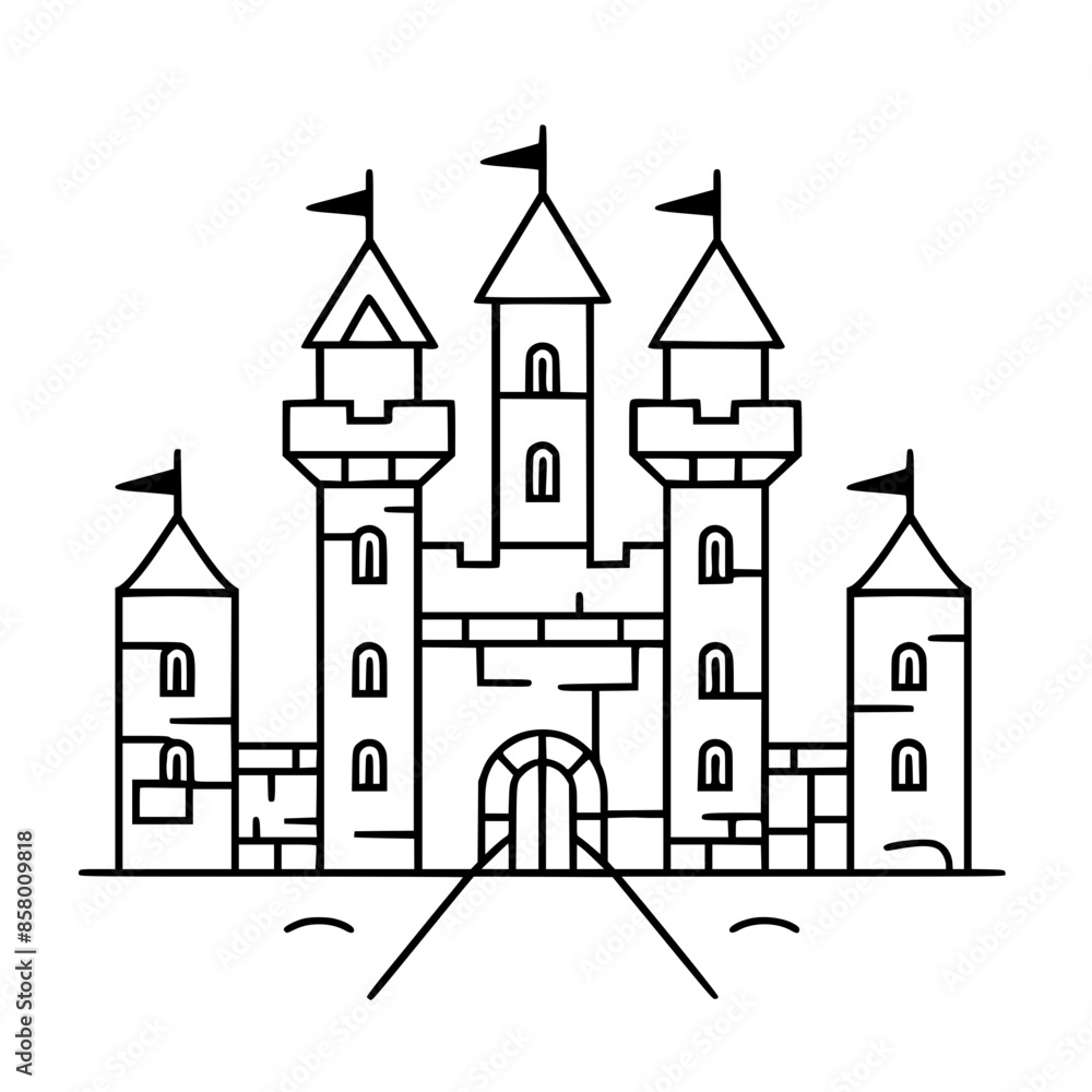 Princess palace, castle icon, castle, Castle png, Line Art Castle ...