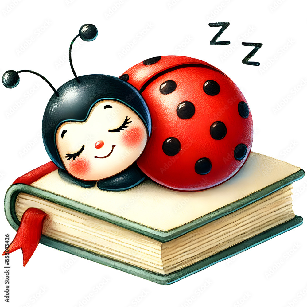 Cute ladybug watercolor clipart with transparent background Stock ...