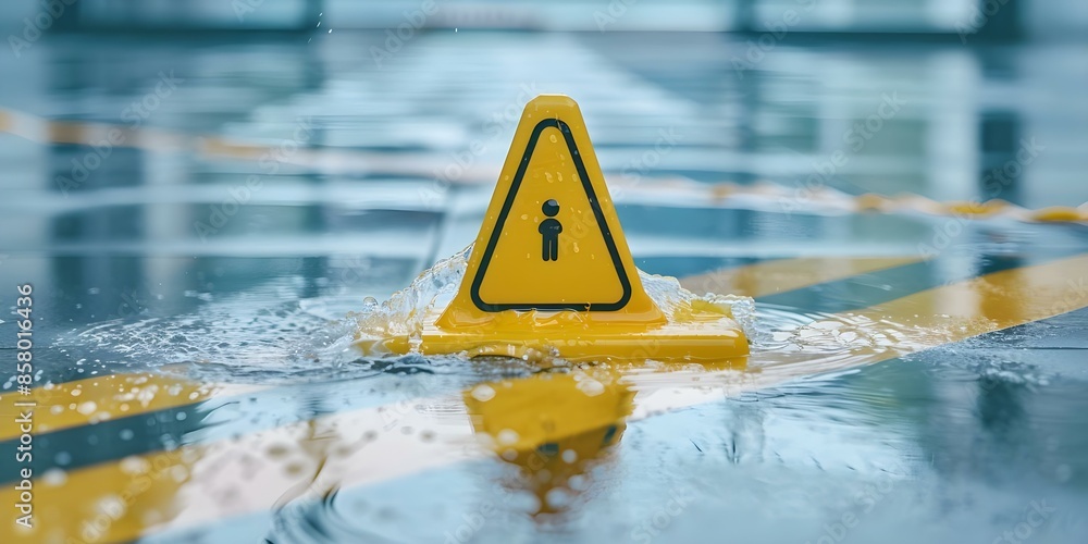 Caution Wet Floor Sign Alerting to Slippery Surfaces. Concept Safety ...
