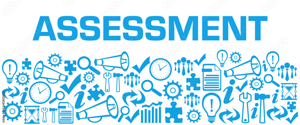 Assessment Blue Business Symbols Background Bottom Stock Illustration ...