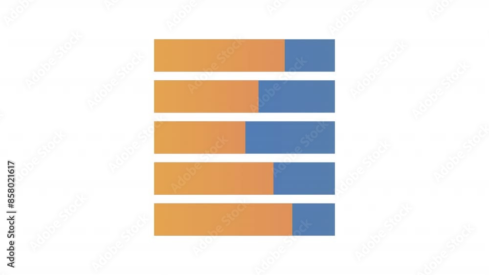 Animated mirror reflection diagram. Symmetrical chart animation. Moving statistical bars. Data ...