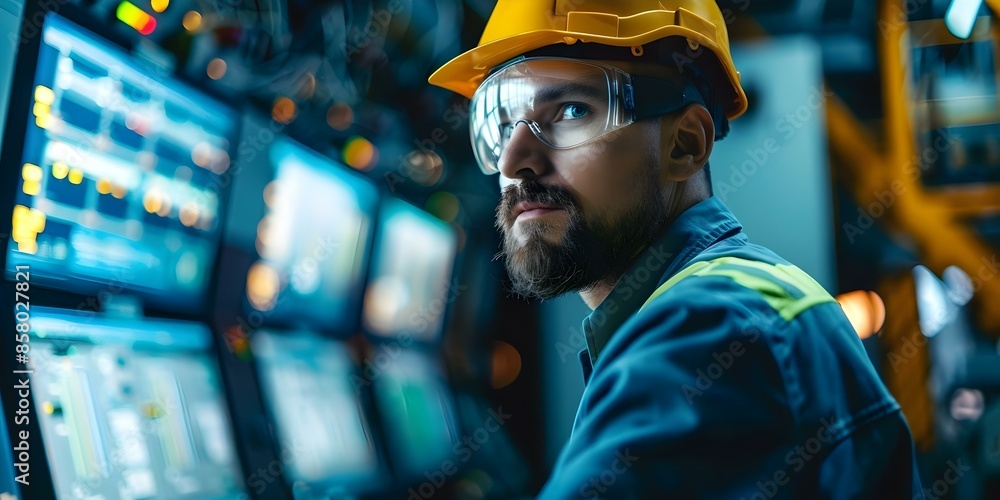 Industrial control panel SCADA engineer overseeing operations in ...