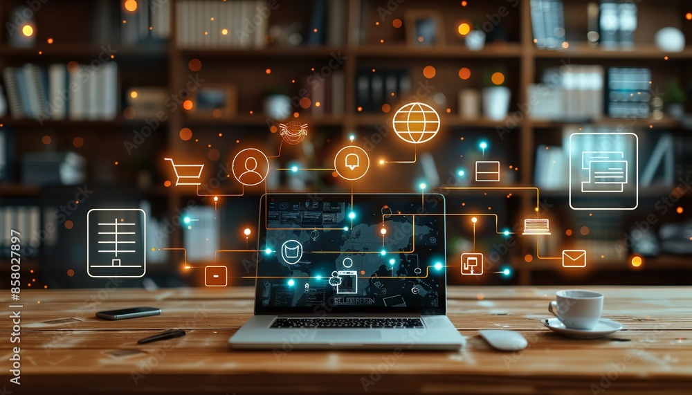 Artificial intelligence laws and rules in a futuristic bright low ...