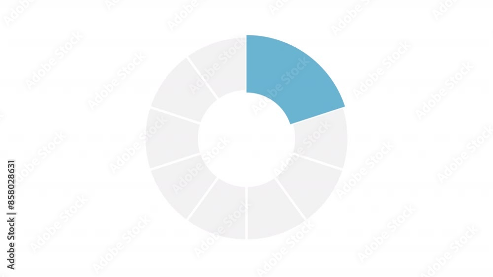 Animated donut chart. Charging round bar animation. Filling up sectors ...