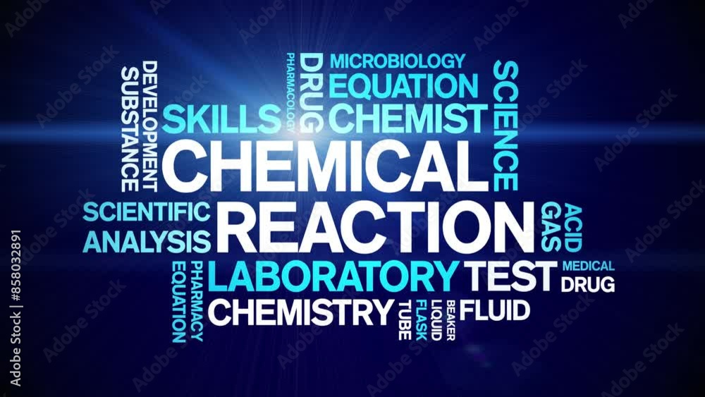 Chemical Reaction animated word cloud;text design animation tag kinetic ...