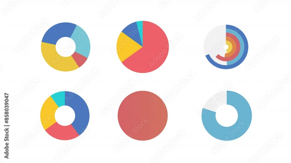 Animated pie charts. Circling diagrams animation library. Filling up ...