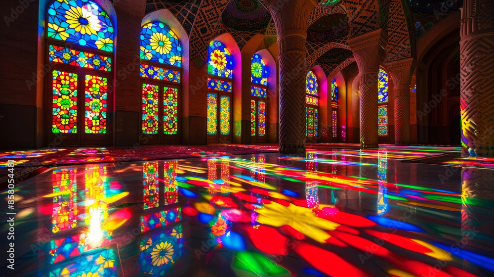 Adorned with intricate stained glass, the Sheikh Zayed Grand Mosque in ...