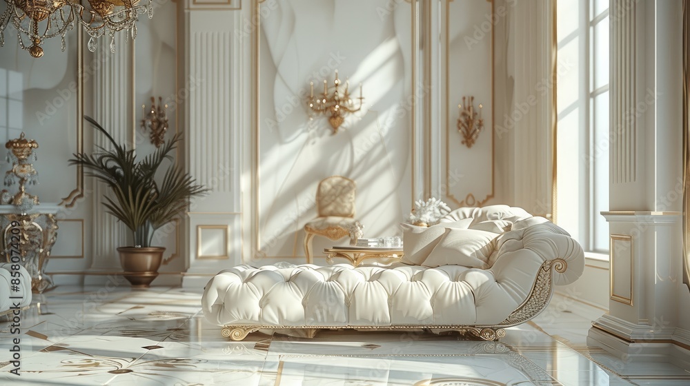 White gold luxury living room, interior design aesthetics, jewel tones ...