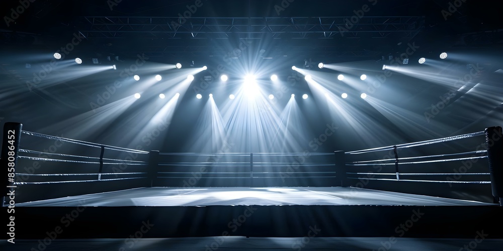Boxing Arena with Fans, LED Lights, Stage, and Spectators. Concept ...