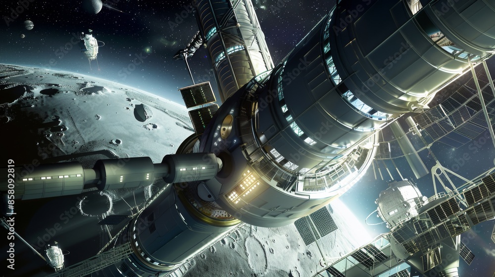Foto de futuristic space elevator terminal serving as a gateway to ...
