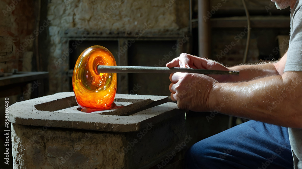 Murano glassblowing factory Glass blower forming beauty murano handmade ...