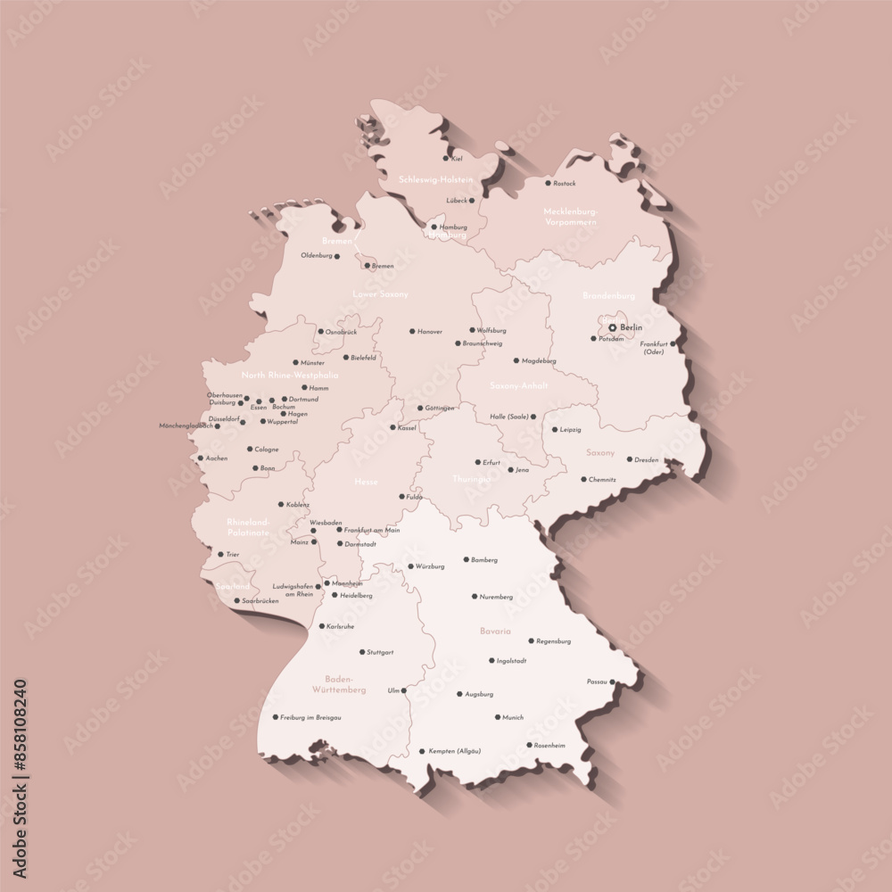 Vector isolated illustration. Simplified administrative map of Germany ...