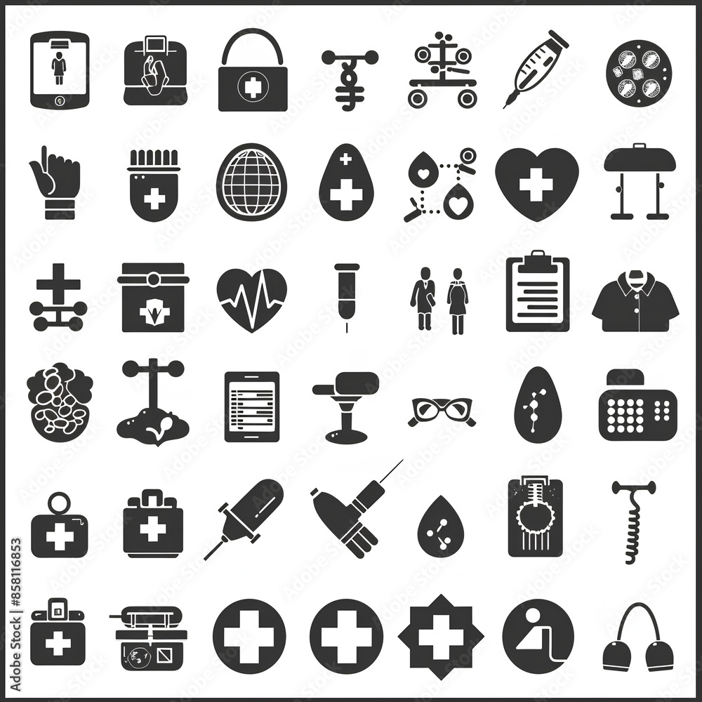 Explore our complete healthcare icon set, featuring solid vector icons ...