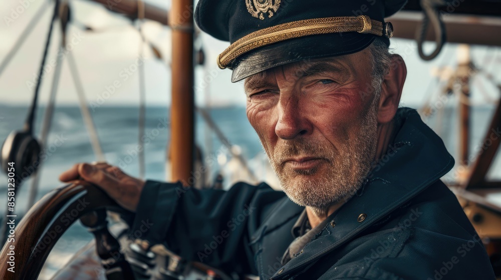 The picture of the military working as the marine captain for sailing ...