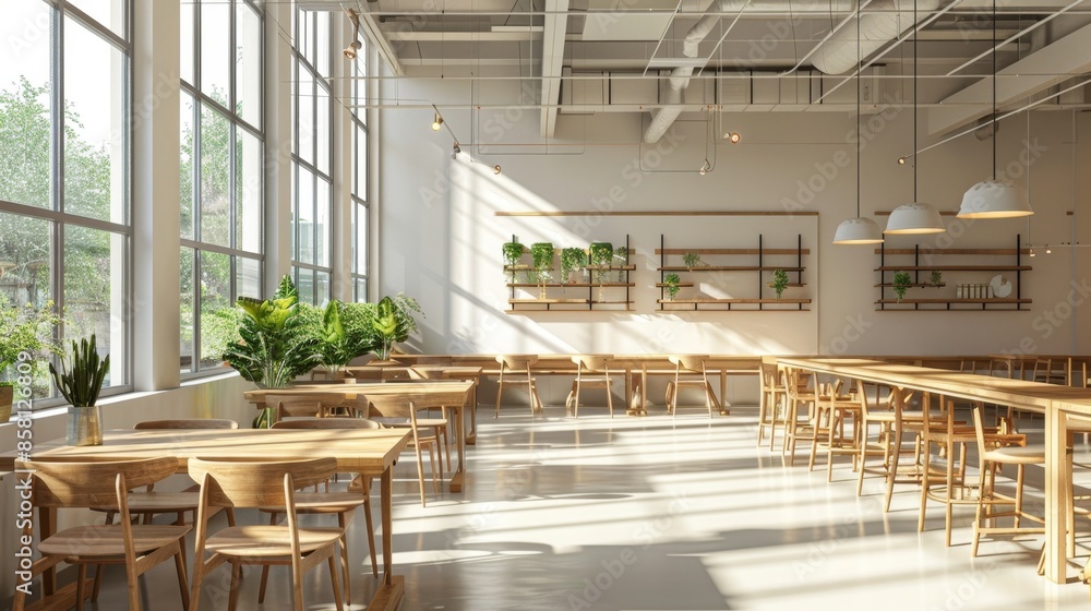 lunch time concept banner featuring modern minimalist interior design ...