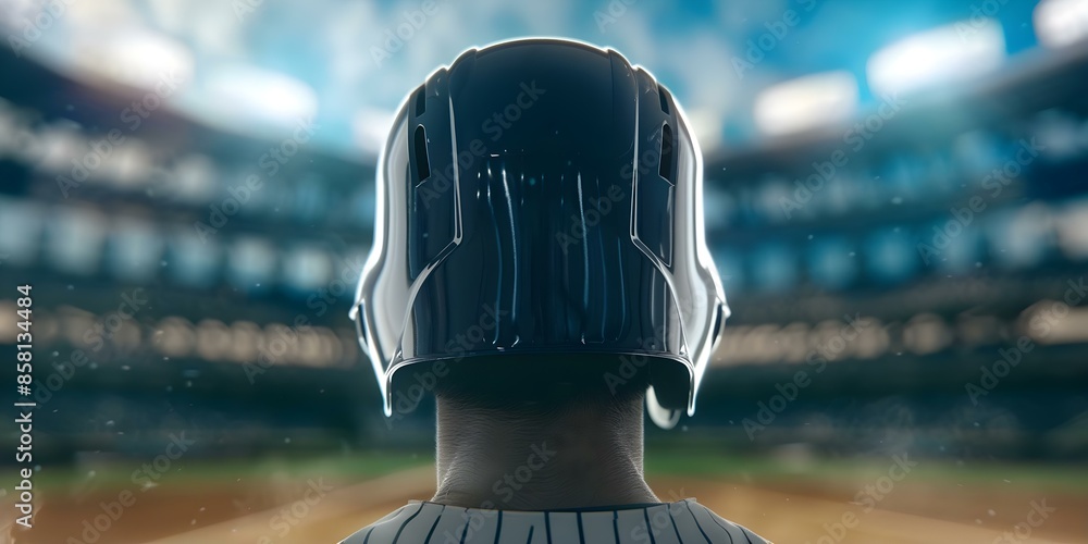 Baseball player in the middle of a stadium with wide banner space ...