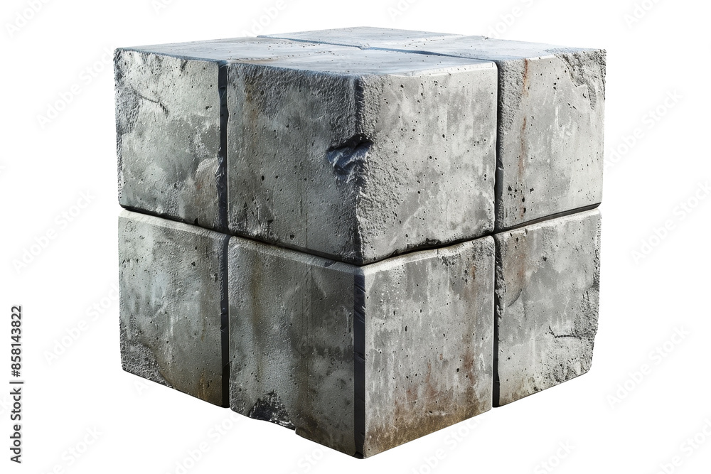High-resolution image of a weathered concrete cube isolated on a ...
