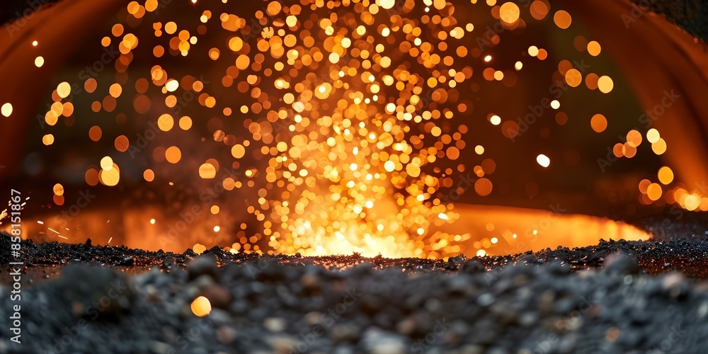 Intense heat and sparks in a nickel smelting furnace an integral part ...