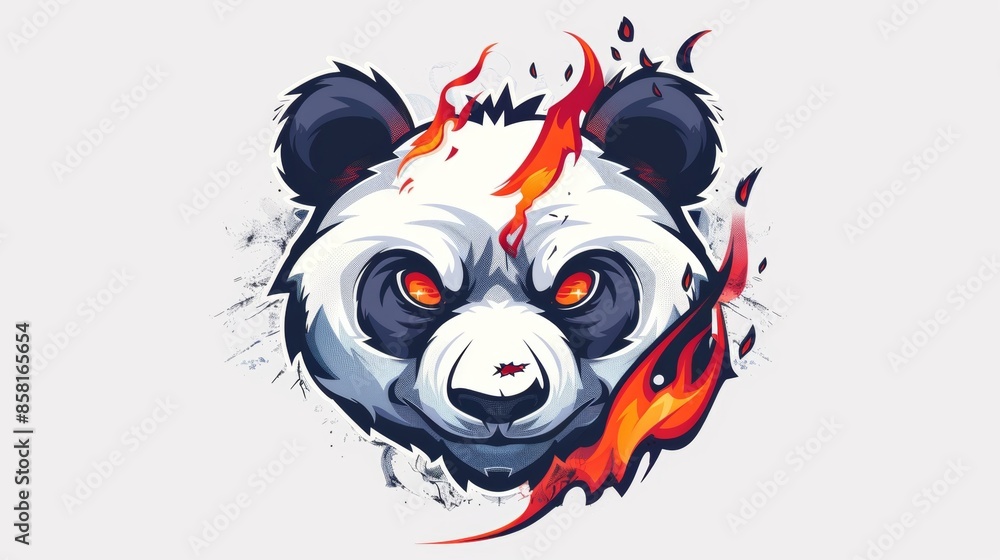 Mascot logo design of a panda with bold line. Clipart vector ...