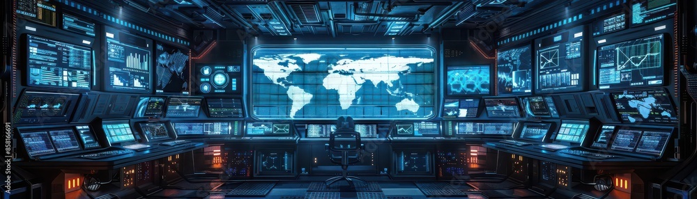 Advanced technology in warfare, hightech control station, US war drones ...