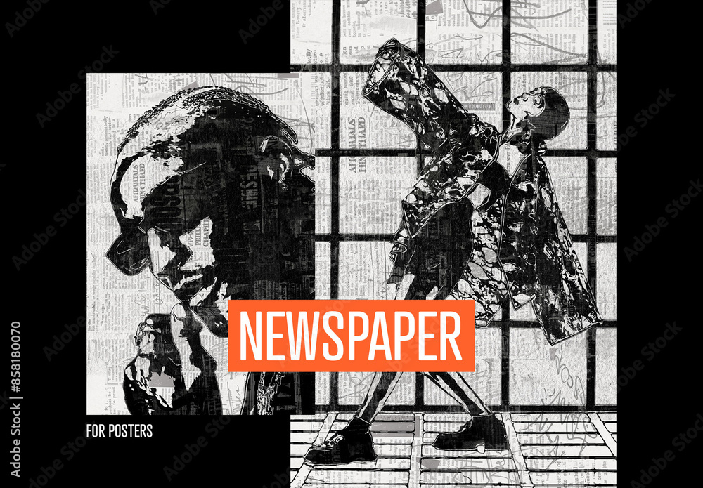 Newspaper Poster Photo Effect Mockup With Generative AI Stock Template ...