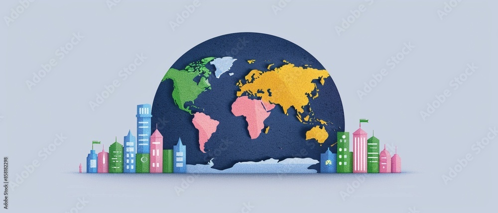 Infographicstyle illustration showing global population growth trends ...