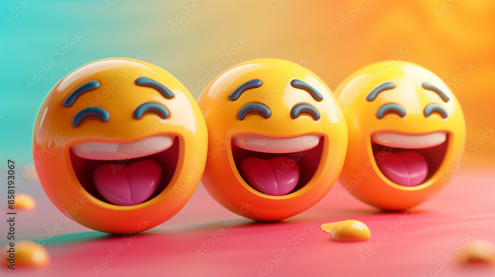 Happy yellow smile emoji isolated on yellow background with copyspace ...