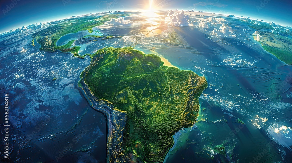 3D model map showcasing the Amazon rainforest's geography and ...