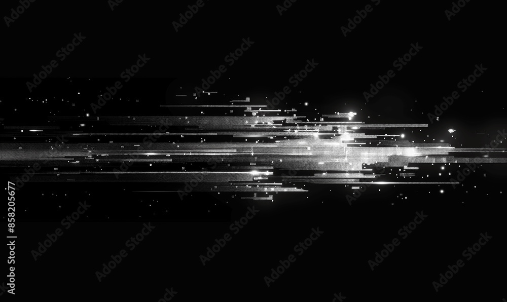 Horizontal Glitch Effect Overlay, White Lines, Black Background, VHS ...