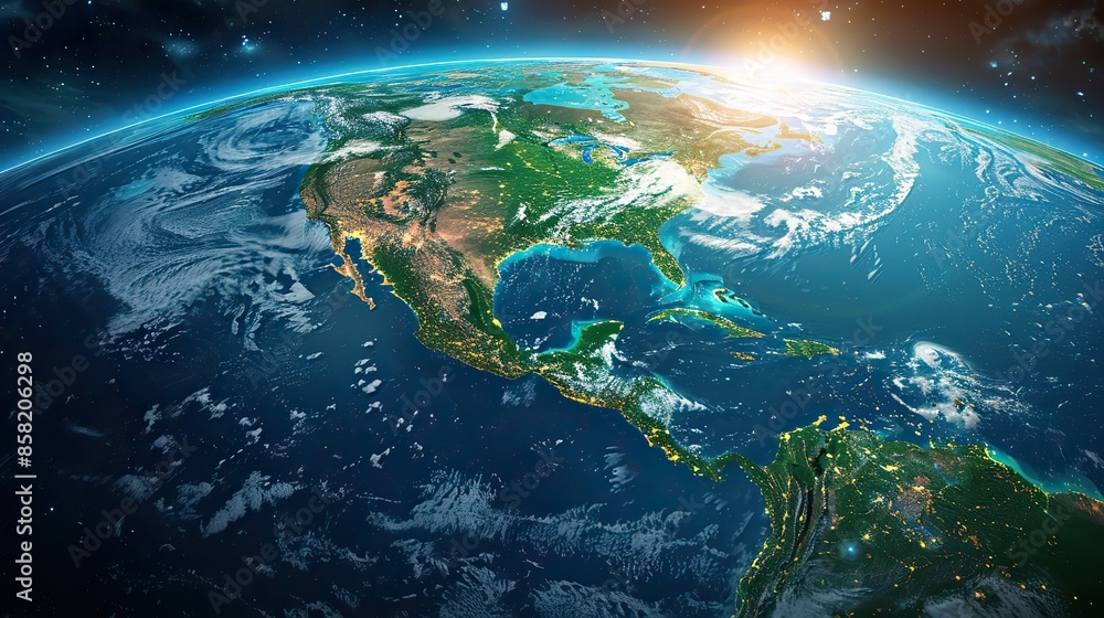 Top view map of North America of Earth. illustration images Stock ...