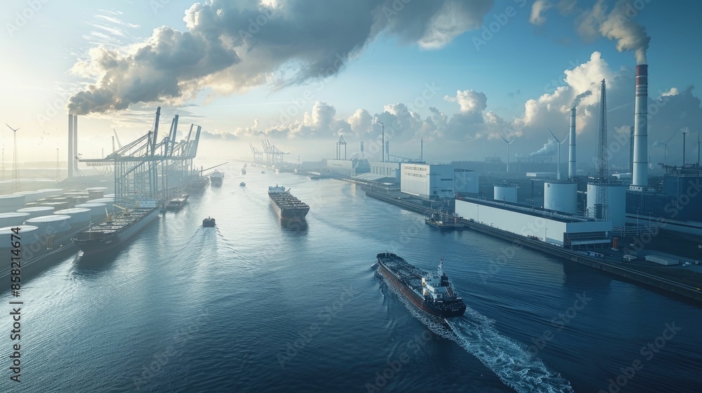 Sustainable port with electric ships and cranes powered by renewable ...