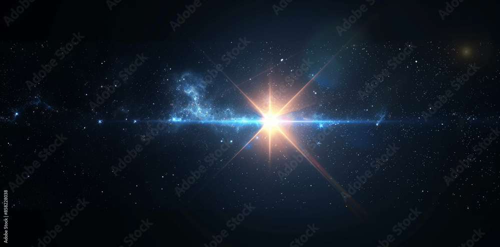 Foto de Glowing Light Lens Flare Abstract Sun Rays Sparkle Effect Black ...