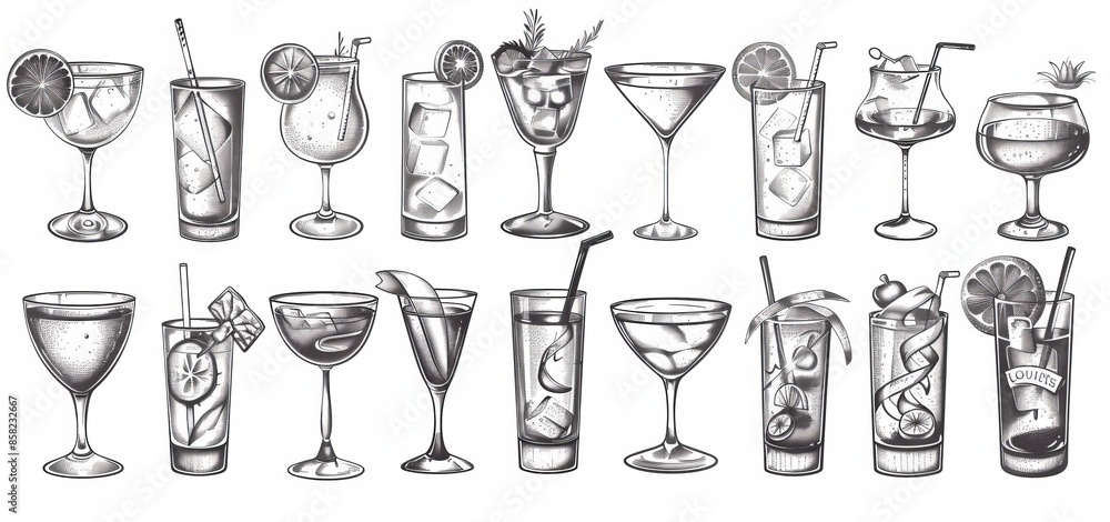 Bar elements and illustrations set. Stock modern illustration of an ...