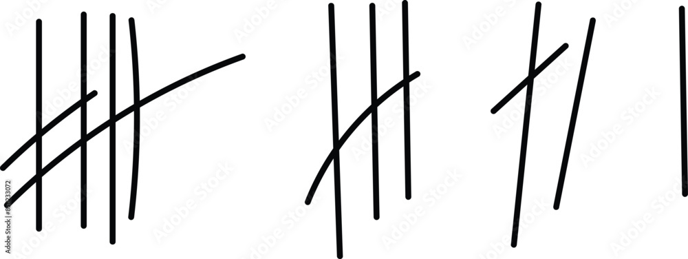 Tally marks prison jail vector wall count. Slash hash brush line number ...