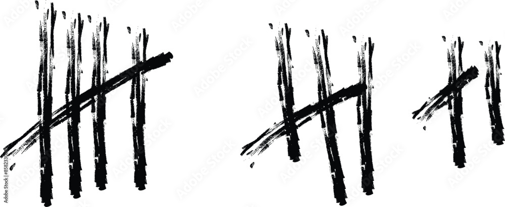 Tally marks prison jail vector wall count. Slash hash brush line number ...