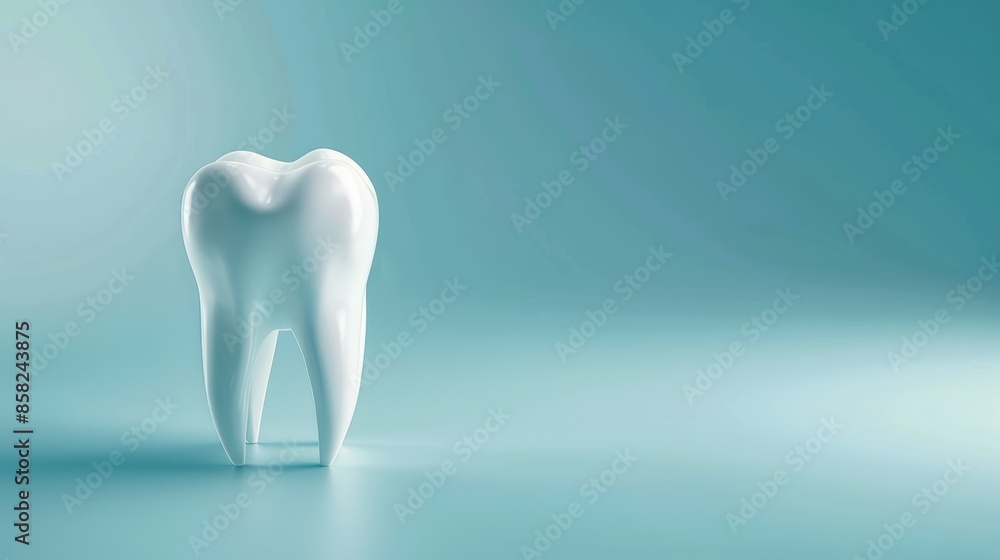 Mockup of a human tooth on a blue backdrop, detailed and clear ...