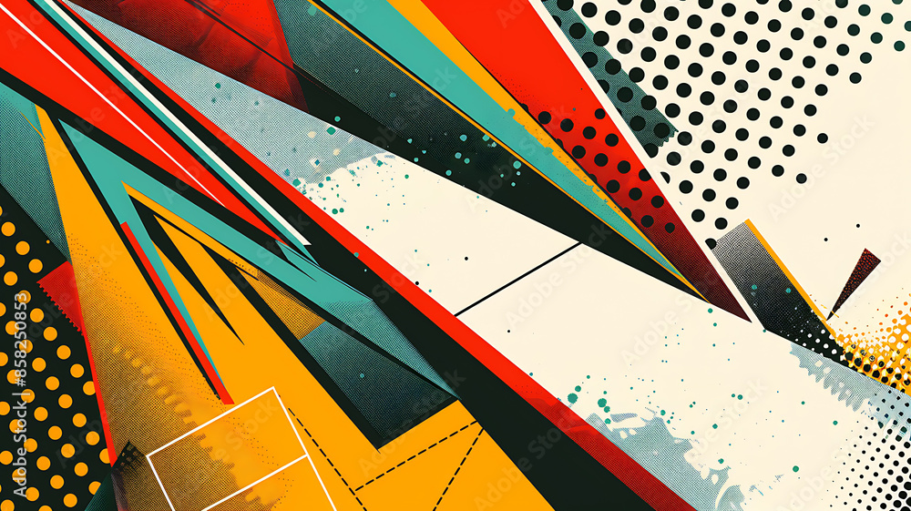 retro-inspired comic book background with layered geometric shapes ...