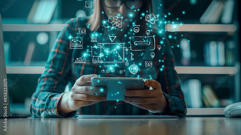 Online Course Concept: Individual Learning from Digital Device with ...