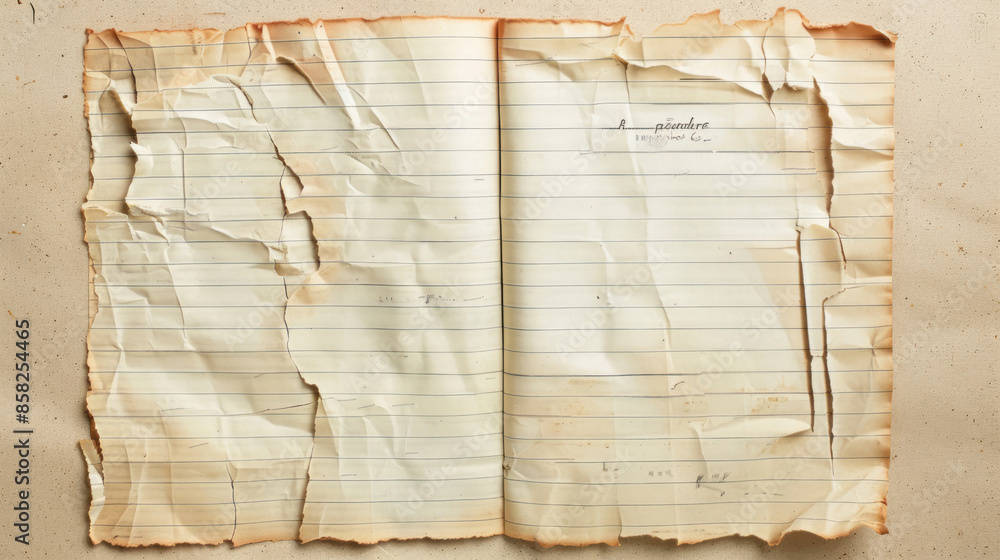 Torn notebook paper with visible fibers and rough edges Stock Photo ...