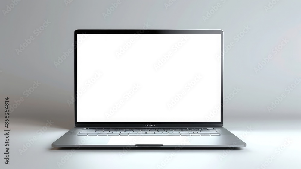 Laptop computer with white screen,Mock up of modern laptop with white ...