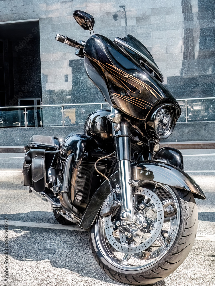 harley davidson flhxse motorbike in black color. American motorcycle ...