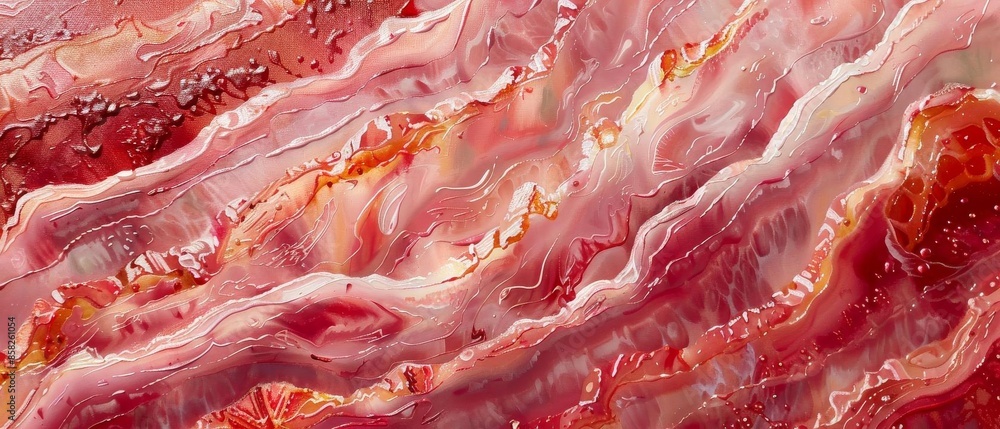 Capture the succulent texture and marbling of pork belly in a close-up ...