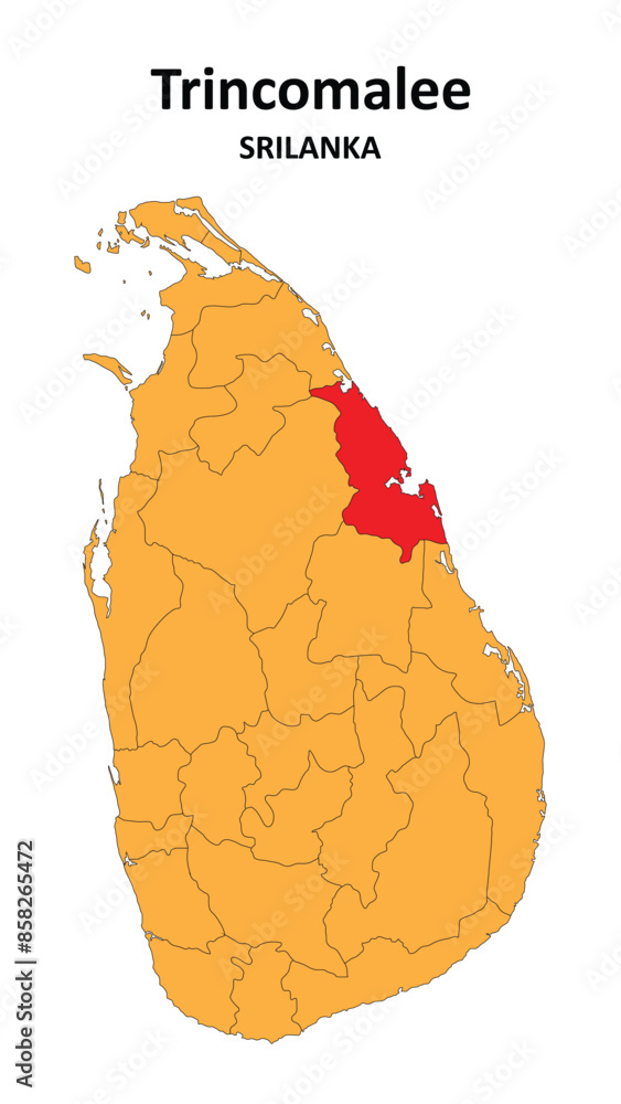 Trincomalee Map is highlighted on the Srilanka map with detailed state ...