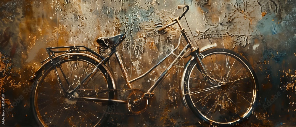 Craft a mesmerizing visual of a vintage bicycle with intricate details ...