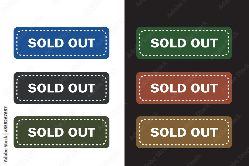 Collection of Sold out sign label stamp, stickers, corners, tags on ...