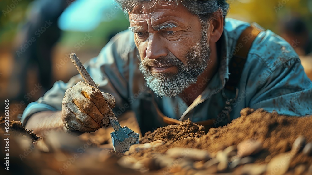 Archaeological dig, ancient artifacts, excavation site, archaeologists ...