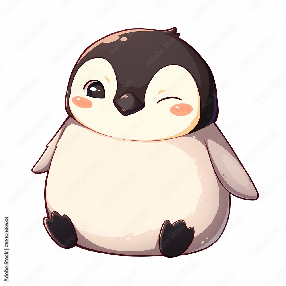2d cartoon character clipart drawing of a penguin on an isolated white ...