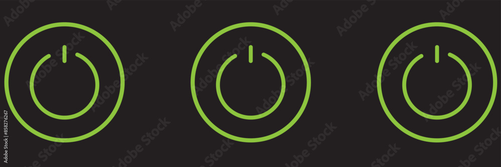 On off power button. Switch on switch off icon. Press start button sign ...