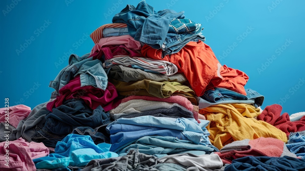 Pile of dirty clothes being sorted by color and fabric type, ready for ...