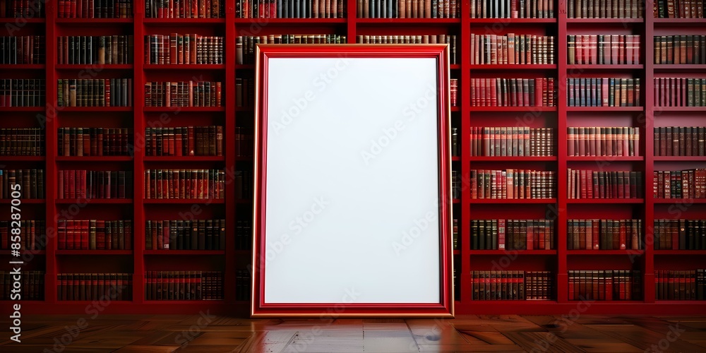 Mockup frame in old library with books quote guardian of knowledge ...